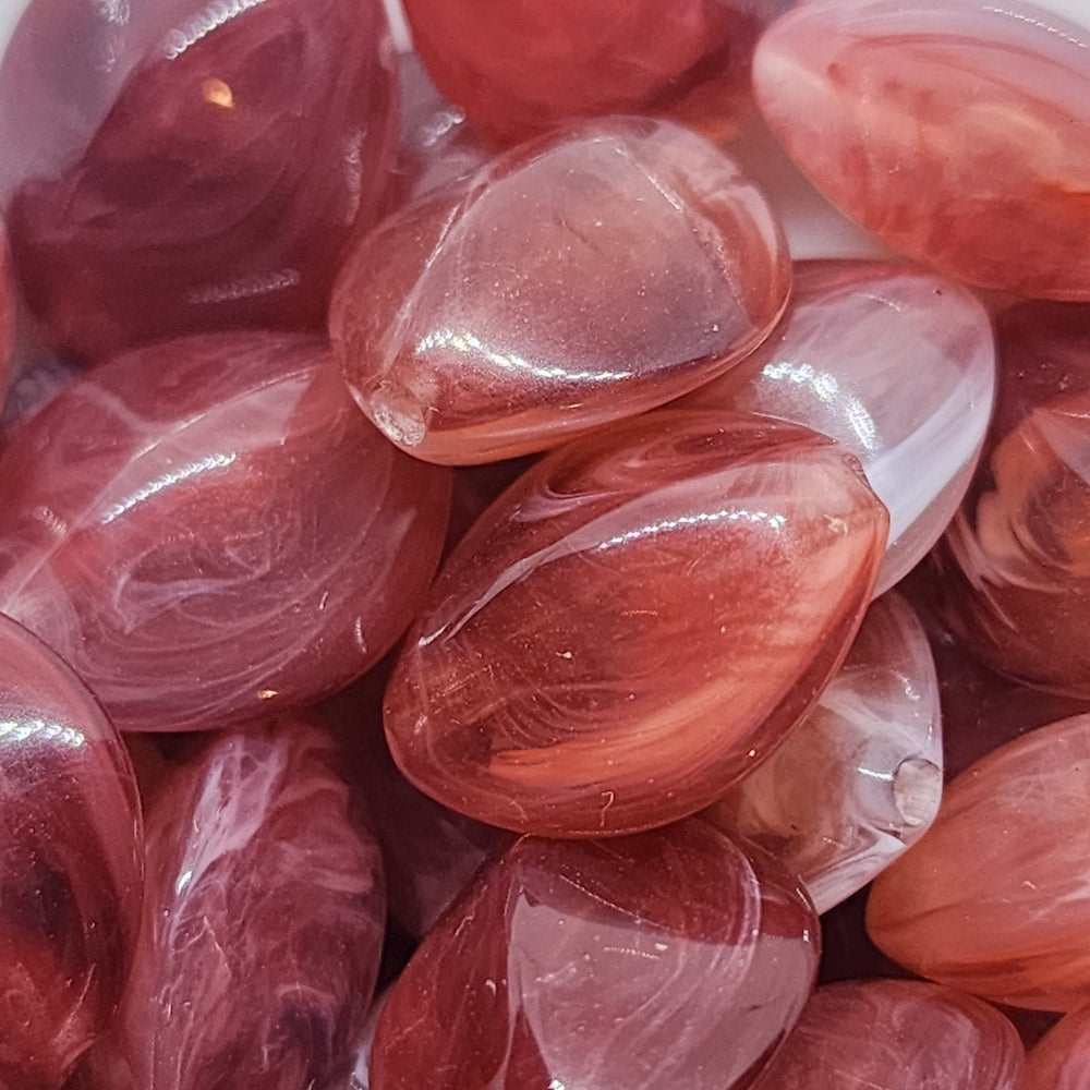 15mm Ellipse (25) - Ruby - Gemstone Look Vintage Lucite Beads – Bead Shack