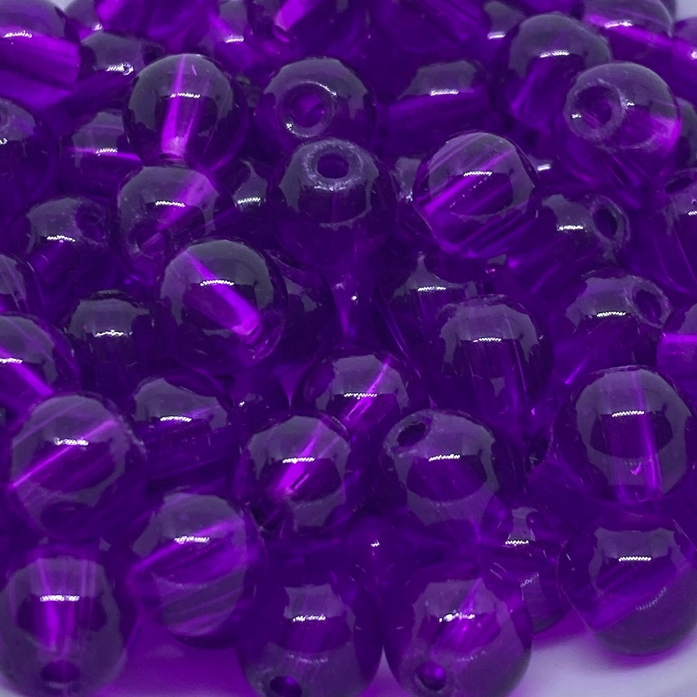 8mm (115) - Purple Transparent - Round Glass Bead – Bead Shack