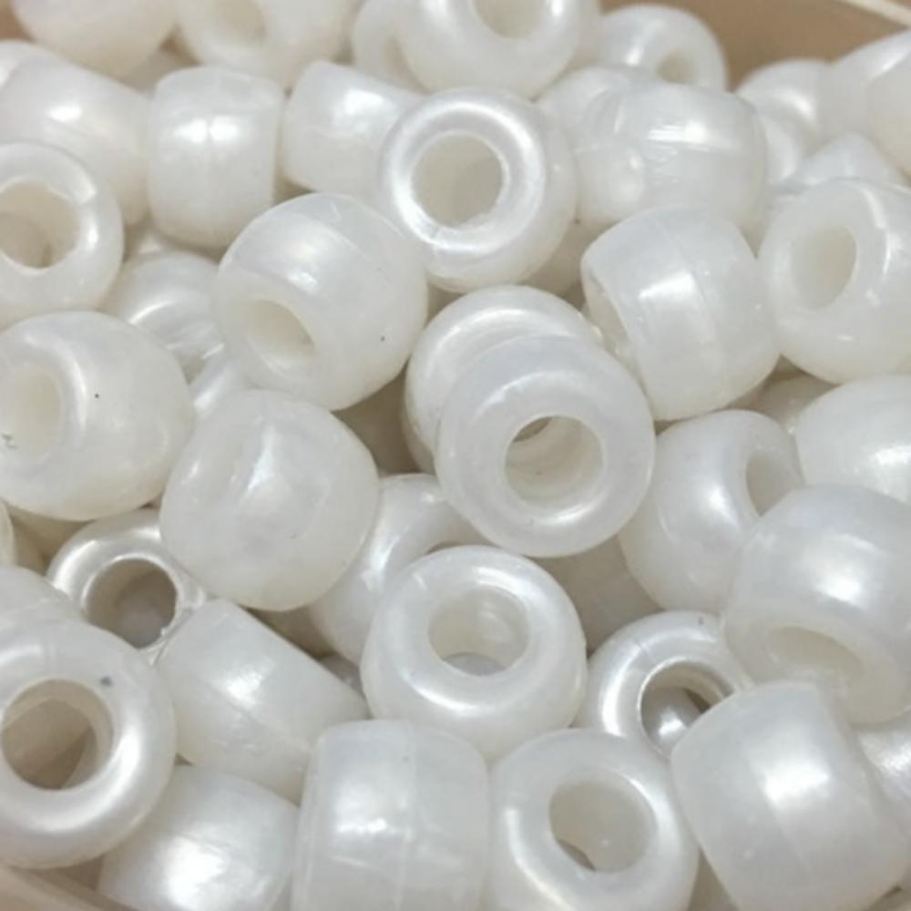 White Pearlised (100) - Acrylic Pony Beads – Bead Shack