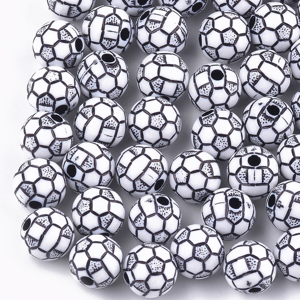 Soccer Ball Beads (25) - White/Black – Bead Shack